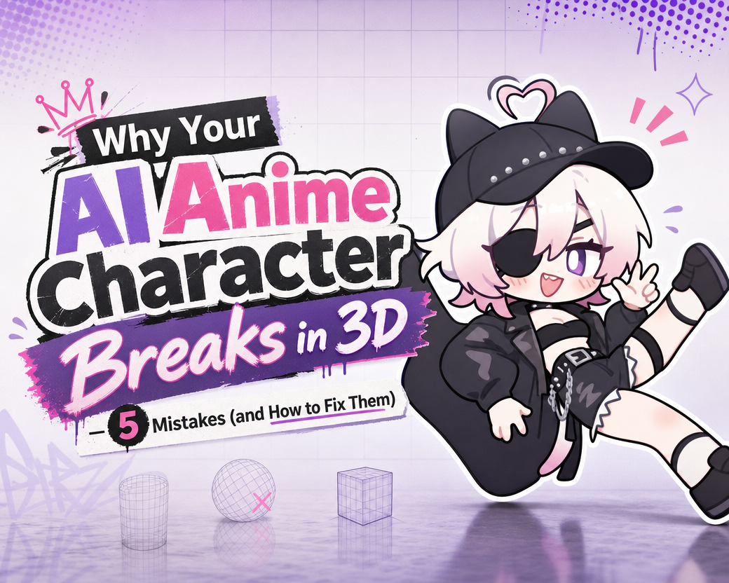Why Your AI Anime Character Breaks in 3D — 5 Mistakes (and How to Fix Them)